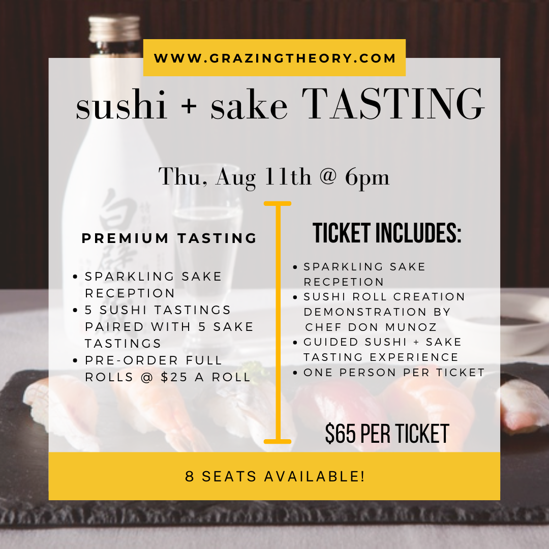 Sushi + Sake Tasting Flight | Grazing Theory Lavish Charcuterie